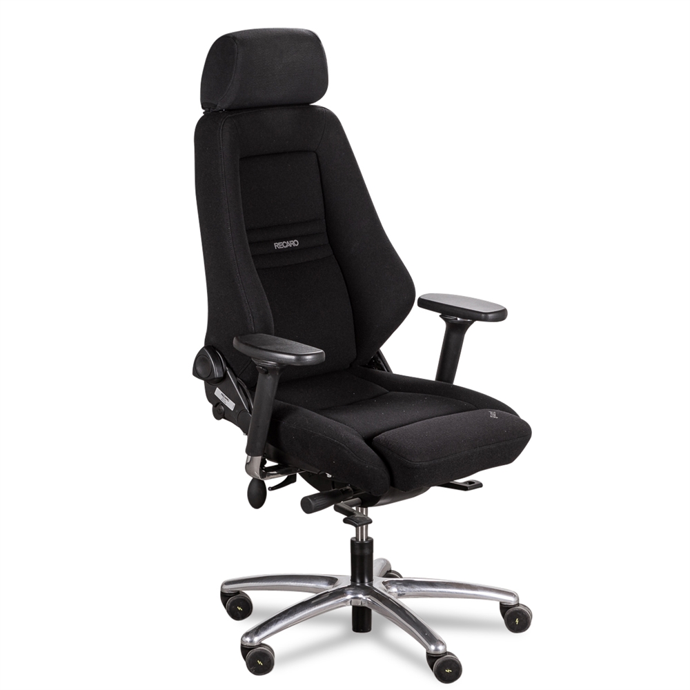 Kontorstol. Recaro. 24 timers kontorstol. Sort polster. poleret fodkryds.